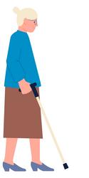 Old woman with cane senior cartoon character Vector Image
