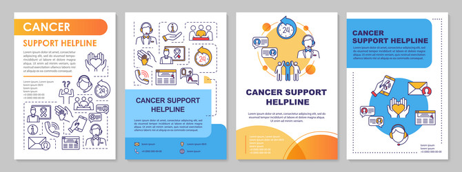Cancer support helpline brochure template call Vector Image