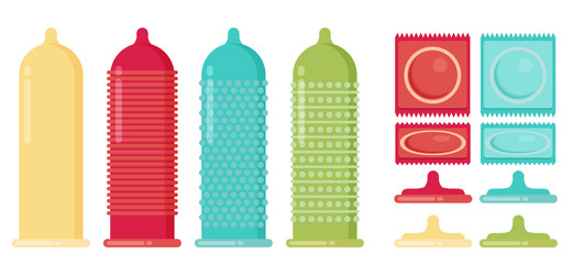 Realistic condom brand set Royalty Free Vector Image