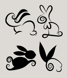 Dancing rabbit silhouette Royalty Free Vector Image