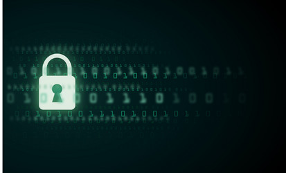 Digital lock guard sign binary code number cyber Vector Image