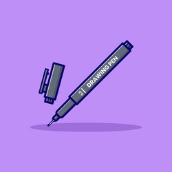 Drawing pen without cap stationery back Royalty Free Vector