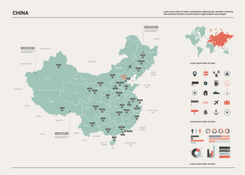 China colored by regions with largest chinese Vector Image