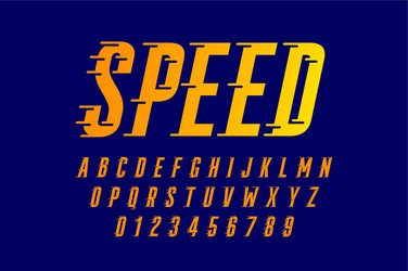 Top speed style font alphabet and numbers Vector Image