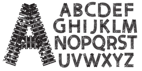 Alphabet letters made from motorcycle tire tracks Vector Image