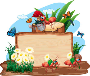Border template design with insects in garden Vector Image