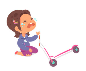 Little boy falling down from stool demonstrating Vector Image