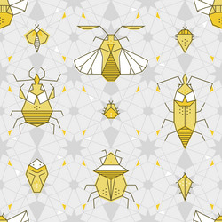 Light geometric seamless pattern beetles Vector Image