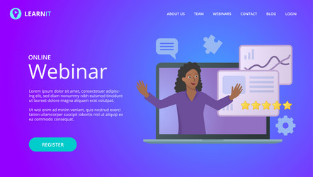 Online webinar website template mock up Royalty Free Vector