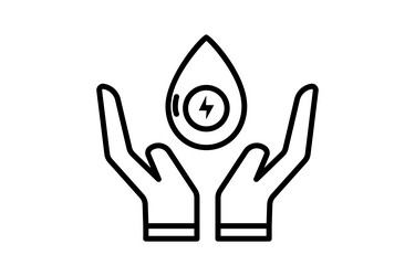 Safe hydro power icon hand icon with water drop Vector Image