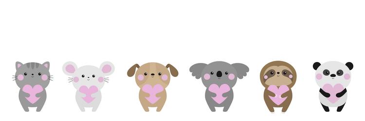 Sloth koala panda bear cat dog mouse set icon Vector Image