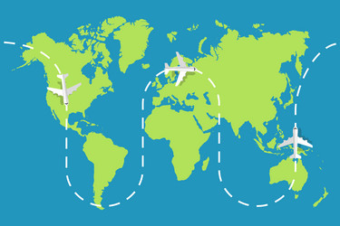 World map airline airplane flight path travel Vector Image