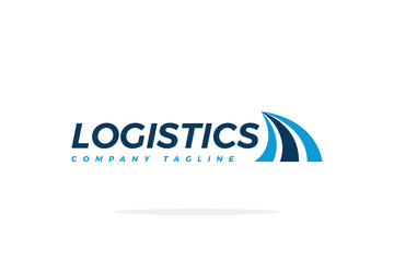 Blue logistics logo with airplane taking off Vector Image