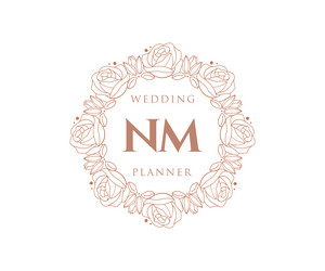 Nm initials letter wedding monogram logos Vector Image