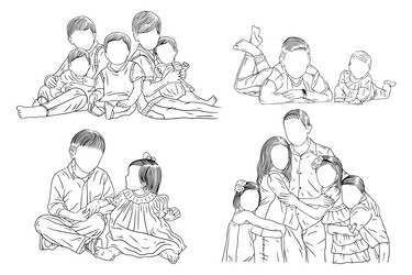 Brother Sister Sketch Vector Images (over 850)