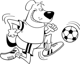 Cartoon dog playing soccer Royalty Free Vector Image
