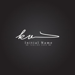 Initial letter kv logo - handwritten signature Vector Image