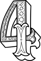 Number 4 lettering Royalty Free Vector Image - VectorStock