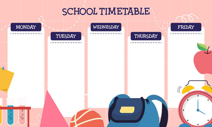 School timetable poster template Royalty Free Vector Image