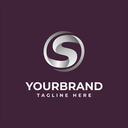 S letter logo design with circle steel swoosh Vector Image