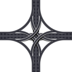 Cloverleaf interchange two level perspective 3d Vector Image