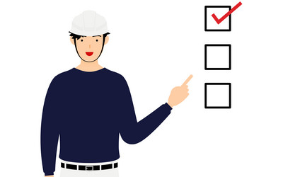 Carpenter man pose suggesting a and b Royalty Free Vector
