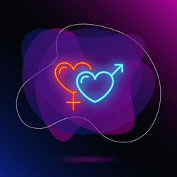 Blue mars symbol neon sign Royalty Free Vector Image