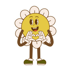 Groovy retro clipart with daisy flower 60s 70s Vector Image