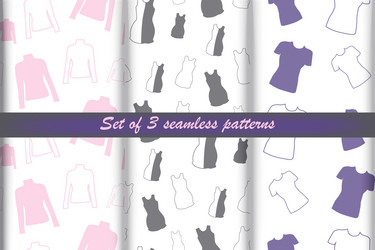 Set of seamless patterns from outline clothing Vector Image