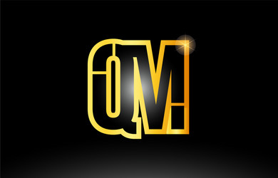 Gold golden qm combination alphabet bold letter Vector Image