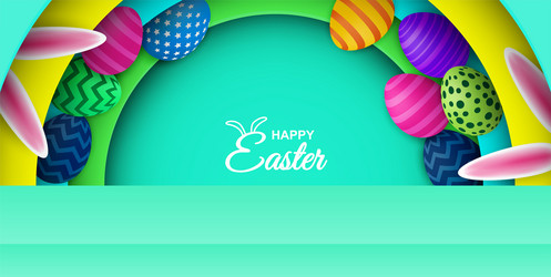 Happy easter theme product display podium golden Vector Image
