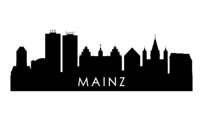 Mainz skyline silhouette with reflection Vector Image