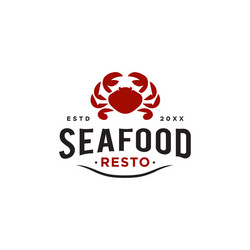 Crab logo seafood red restaurant design Royalty Free Vector
