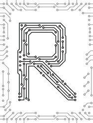 Alphabet of printed circuit boards Royalty Free Vector Image