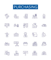 Purchasing line icons signs set design collection Vector Image