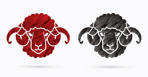 Lamb face sheep big horn head cartoon Royalty Free Vector