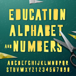 Alphabet and numbers paper craft design cut out Vector Image