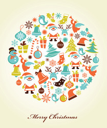 Christmas background with set of icons Royalty Free Vector
