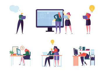 Creative copywriter people business character set Vector Image