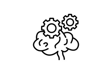 Thinking process icon brain with gear Royalty Free Vector
