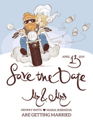 Green wedding cartoon bride and groom invitation Vector Image