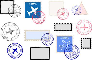 Set of handmade stamps for mail postage delivery Vector Image