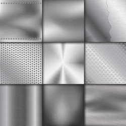 Metal texture realistic 3d samples collection Vector Image