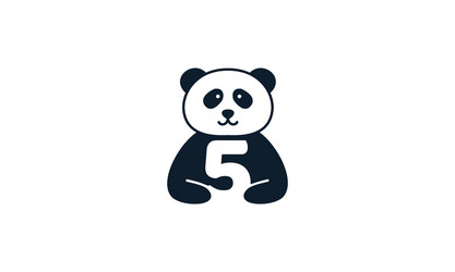 Cartoon panda and number one isolated on a white Vector Image