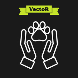 White line hands with animals footprint icon Vector Image