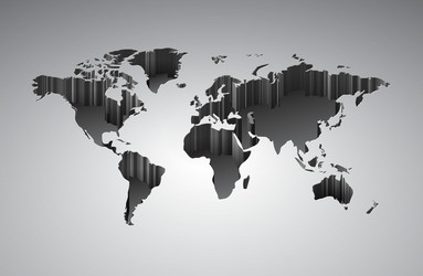 Greyscale world map on black background Royalty Free Vector