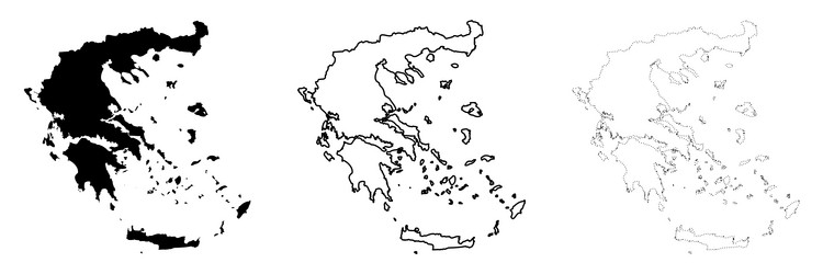 Map greece black thick outline highlighted Vector Image
