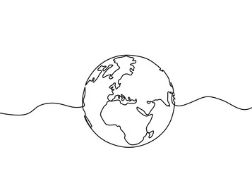 Continuous one line drawing of earth globe Vector Image