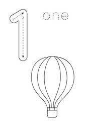 Flashcard number 1 preschool worksheet black Vector Image