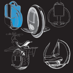 Hand drawn set of isolate balancing one wheel Vector Image